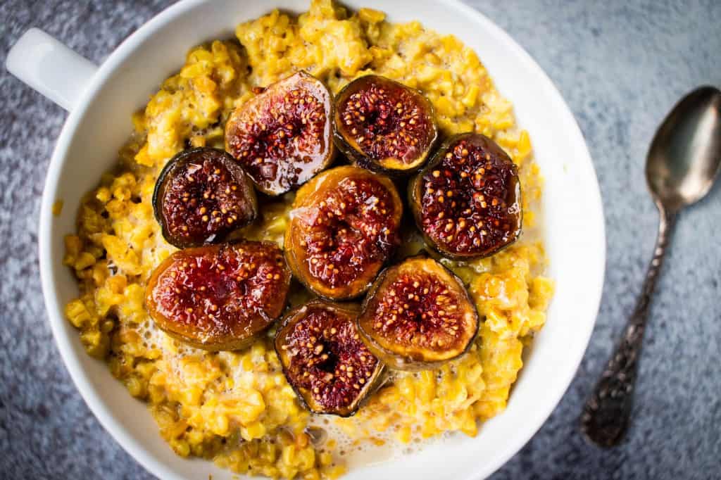 Easy Golden Steelcut Oats with Caramelized Figs - Kate-Cooks