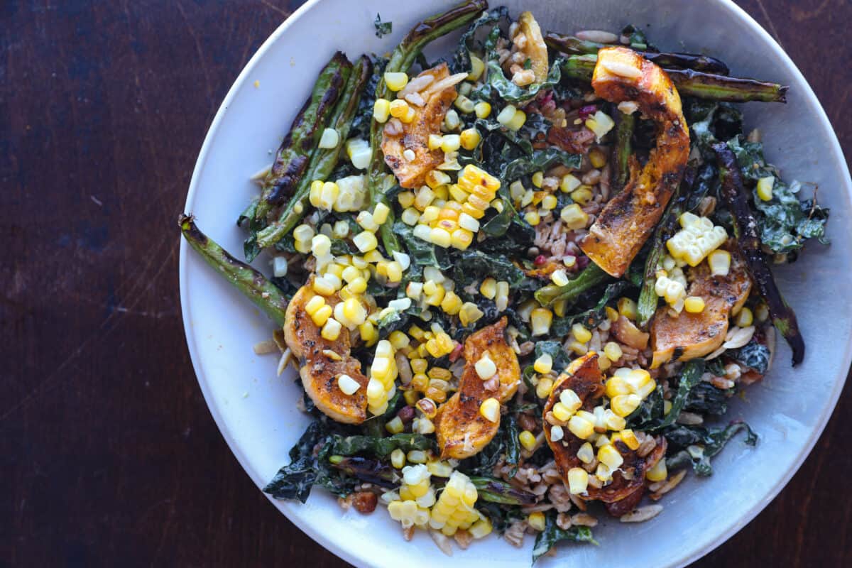 Blistered Corn & Delicata Squash Salad - Kate-Cooks