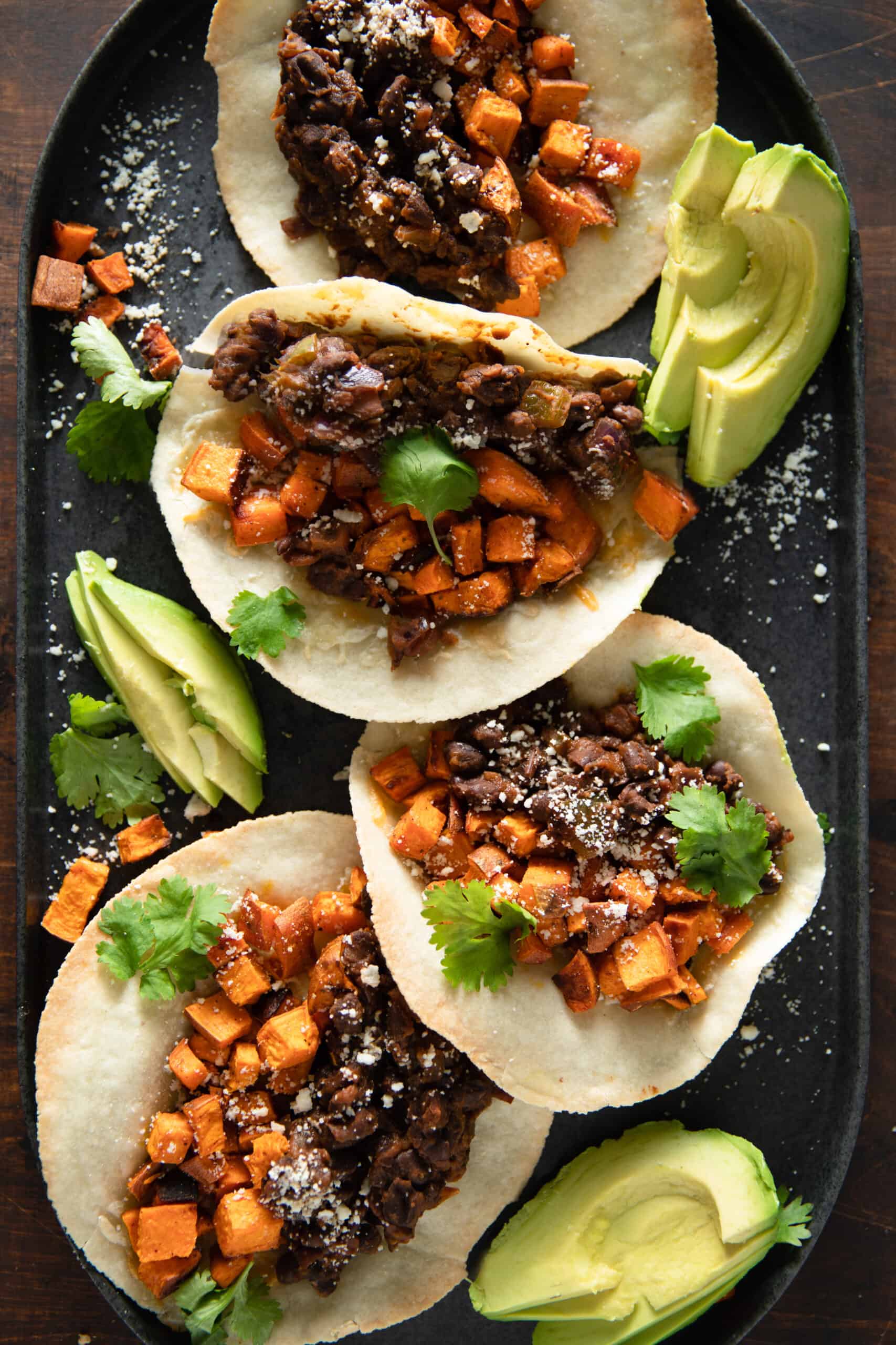 Easy Roasted Sweet Potato and Black Bean Tostadas - Kate-Cooks